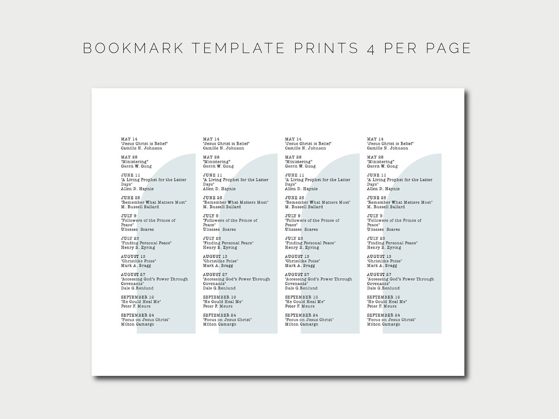 Relief Society Lesson Printable Bookmark LDS Relief Society Lesson ...