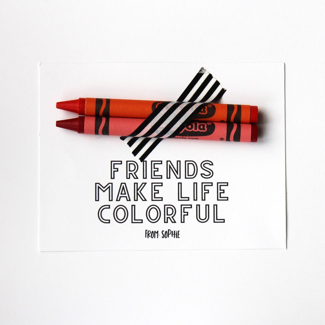 Crayon Valentine Tags, Coloring Gift Tags, Classroom Valentine, Kids ...