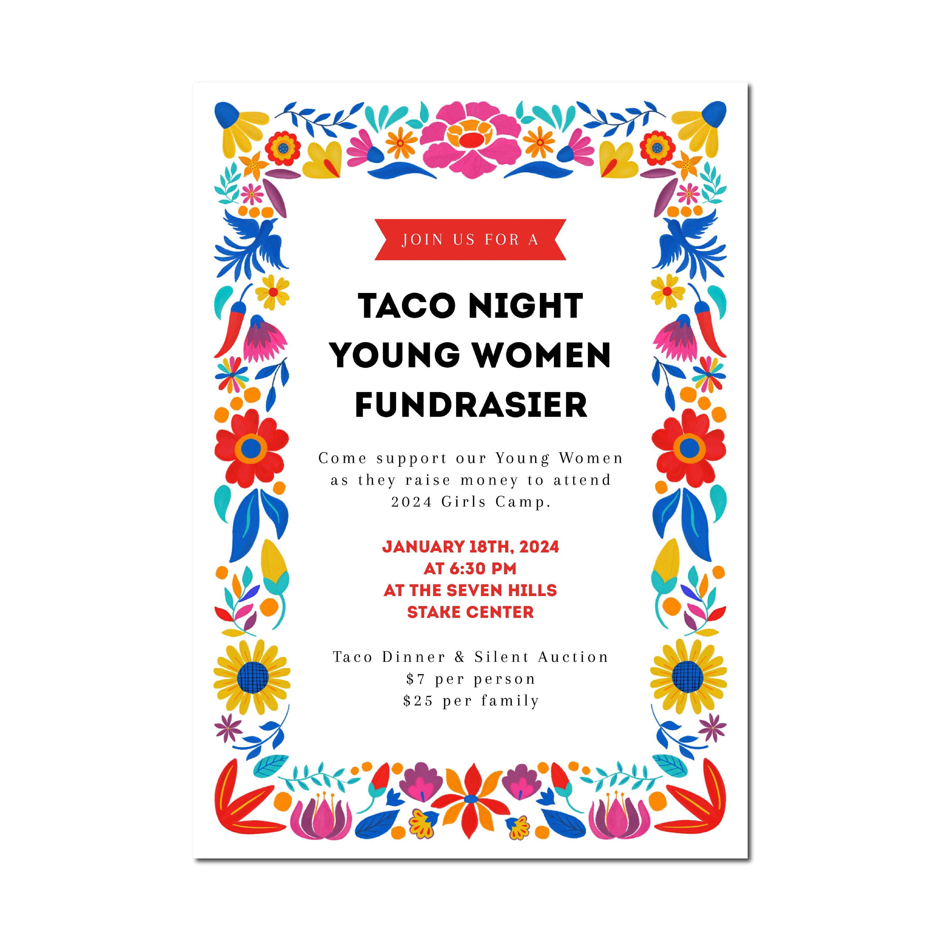 Taco Dinner Fundraiser Flyer | Taco Fiesta Invitation Fundraiser ...