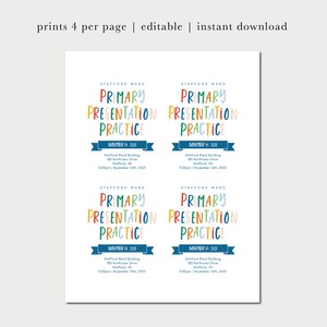 Primary Program Practice Invitation | LDS Primary Presentation | Editable Template | Primary ...