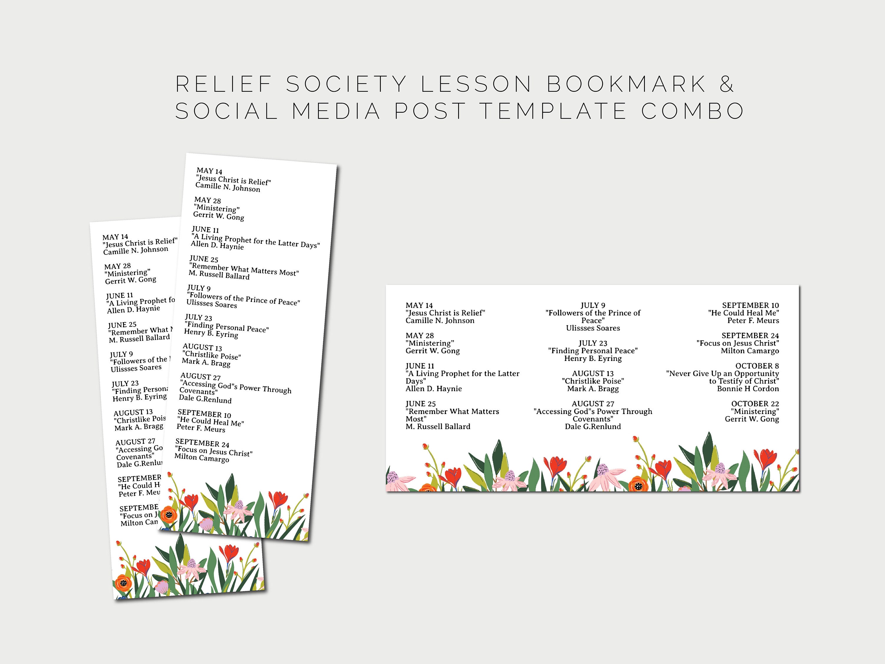 Relief Society Lesson Printable Bookmark LDS Relief Society Lesson ...
