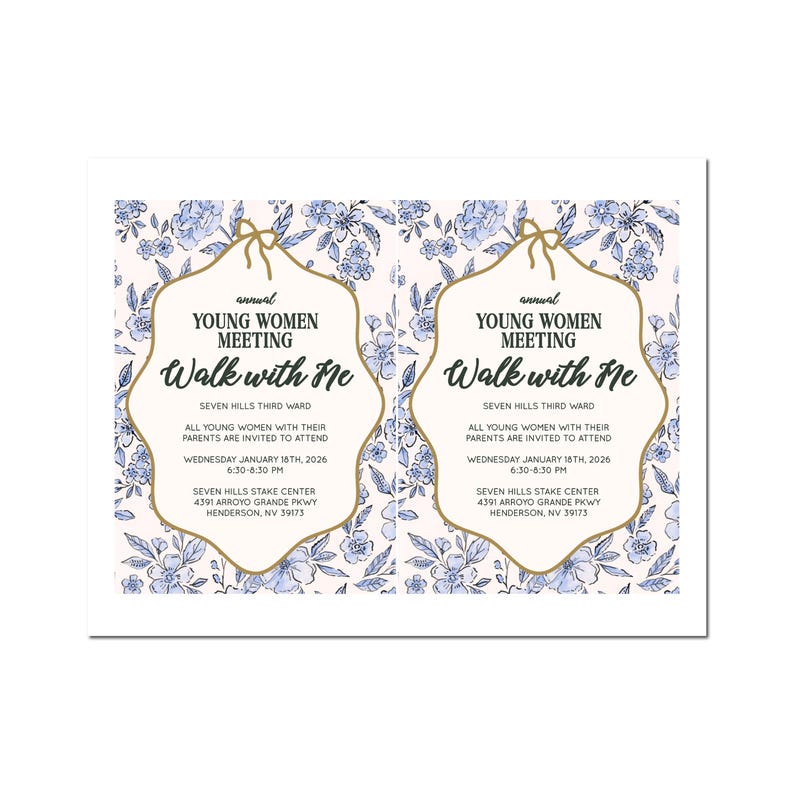 LDS Young Women Invitation 2026 Youth Theme Walk With Me - Etsy