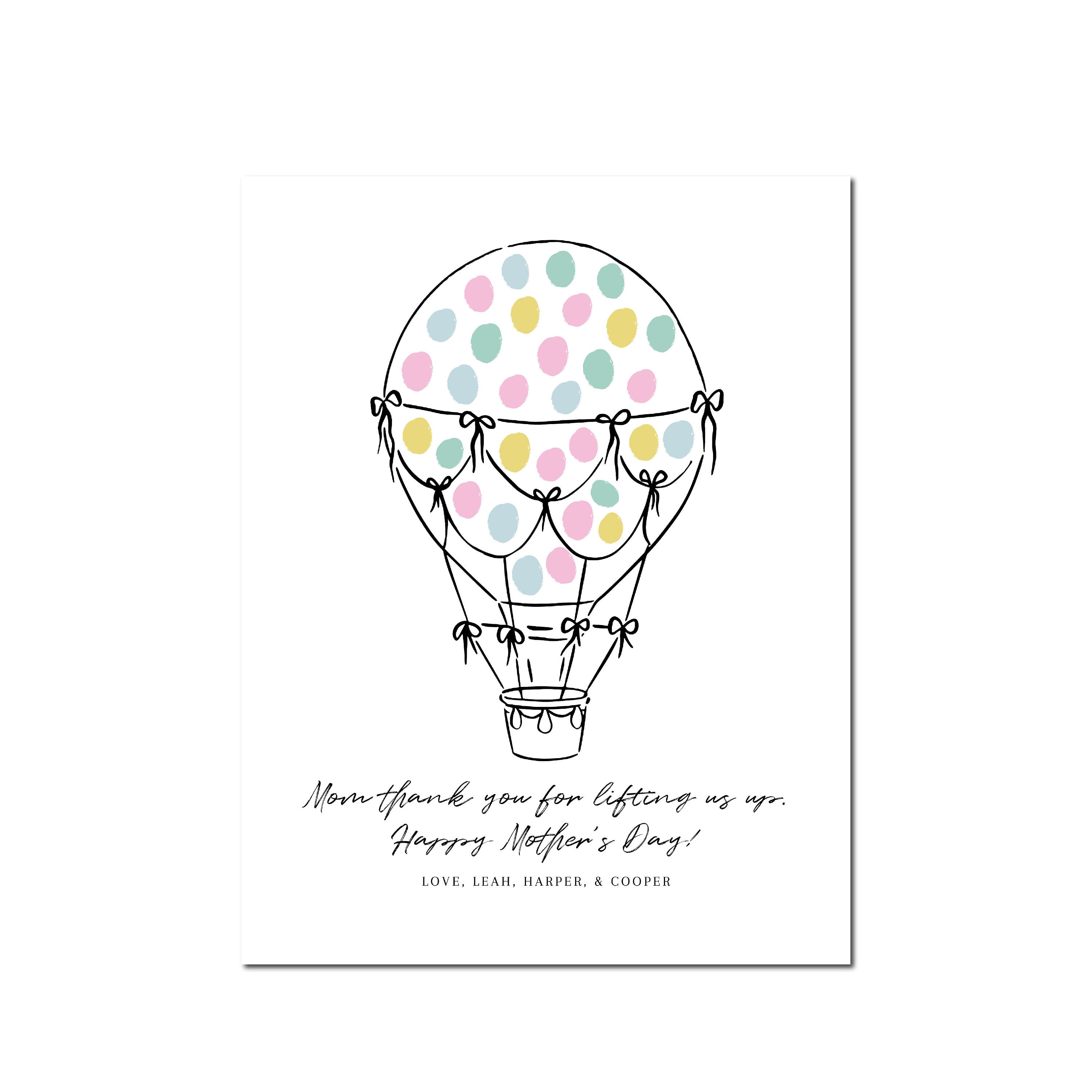 Mother's Day Fingerprint Art Craft Printable Hot Air Balloon ...