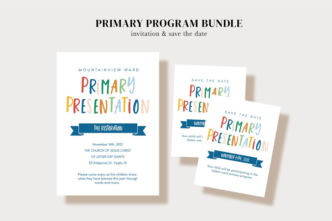 Primary Program Invitation and Save the Date | LDS Primary Presentation ...