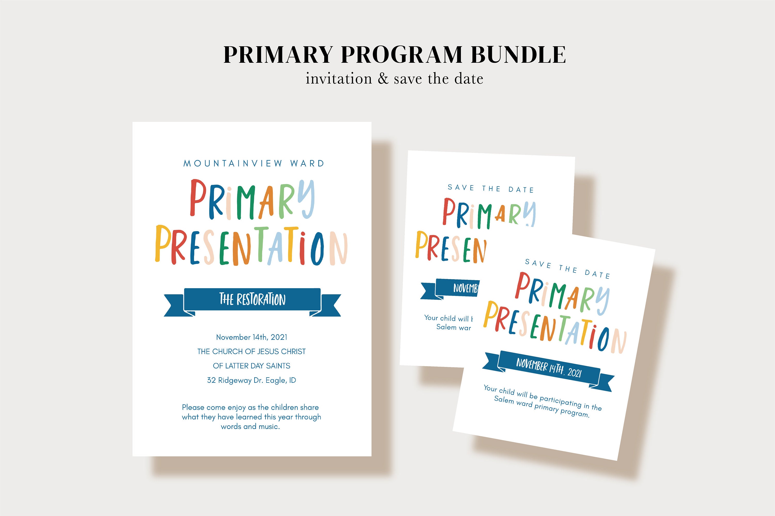 Primary Program Invitation and Save the Date | LDS Primary Presentation ...