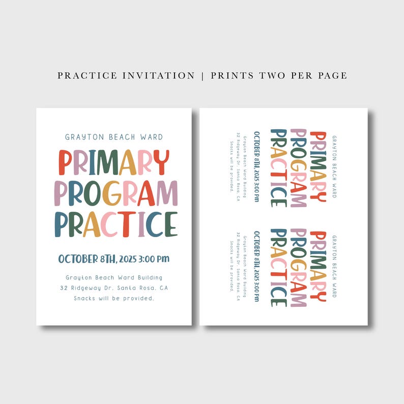 LDS Primary Program Bundle, Primary Presentation Invitation, Sacrament ...