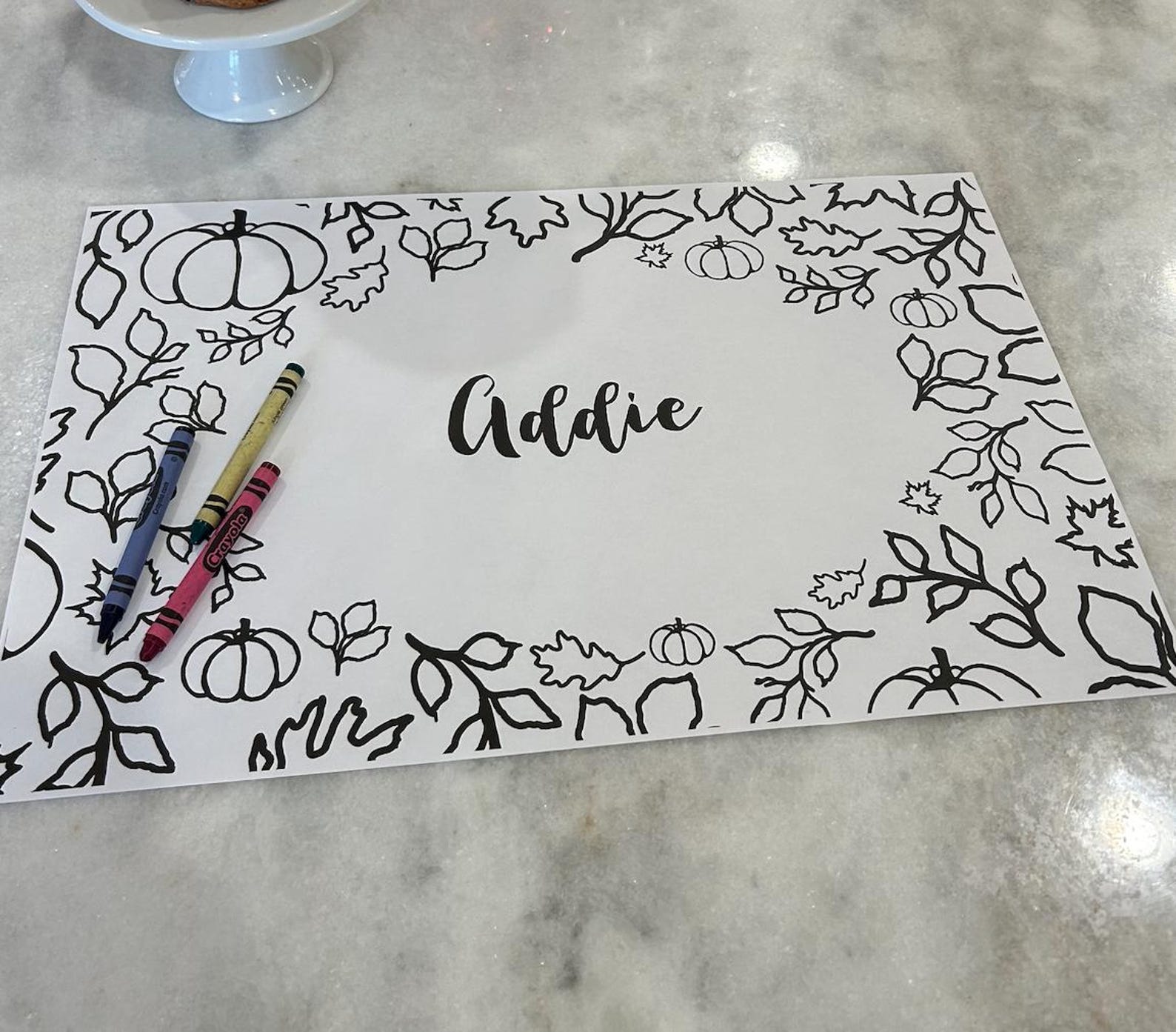 Personalized Thanksgiving Coloring Place Mat for Kids | Editable ...