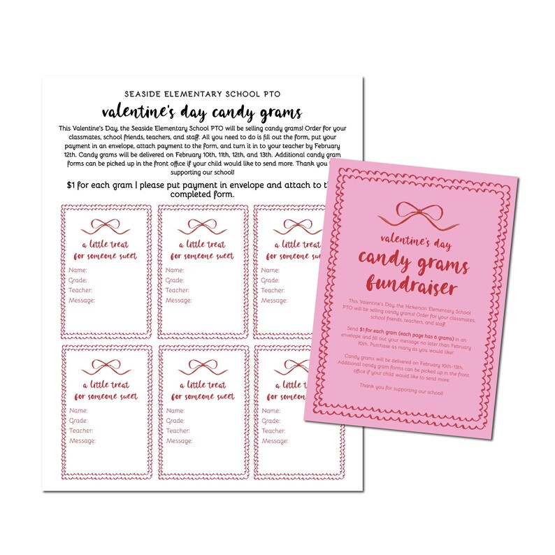 Valentine's Day Candy Gram Flyer Template, School Fundraiser, Editable ...