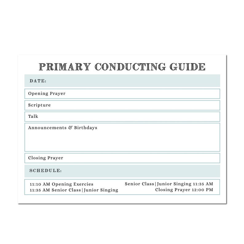 Primary Conducting Sheet Template | LDS Editable Conducting Sheet ...