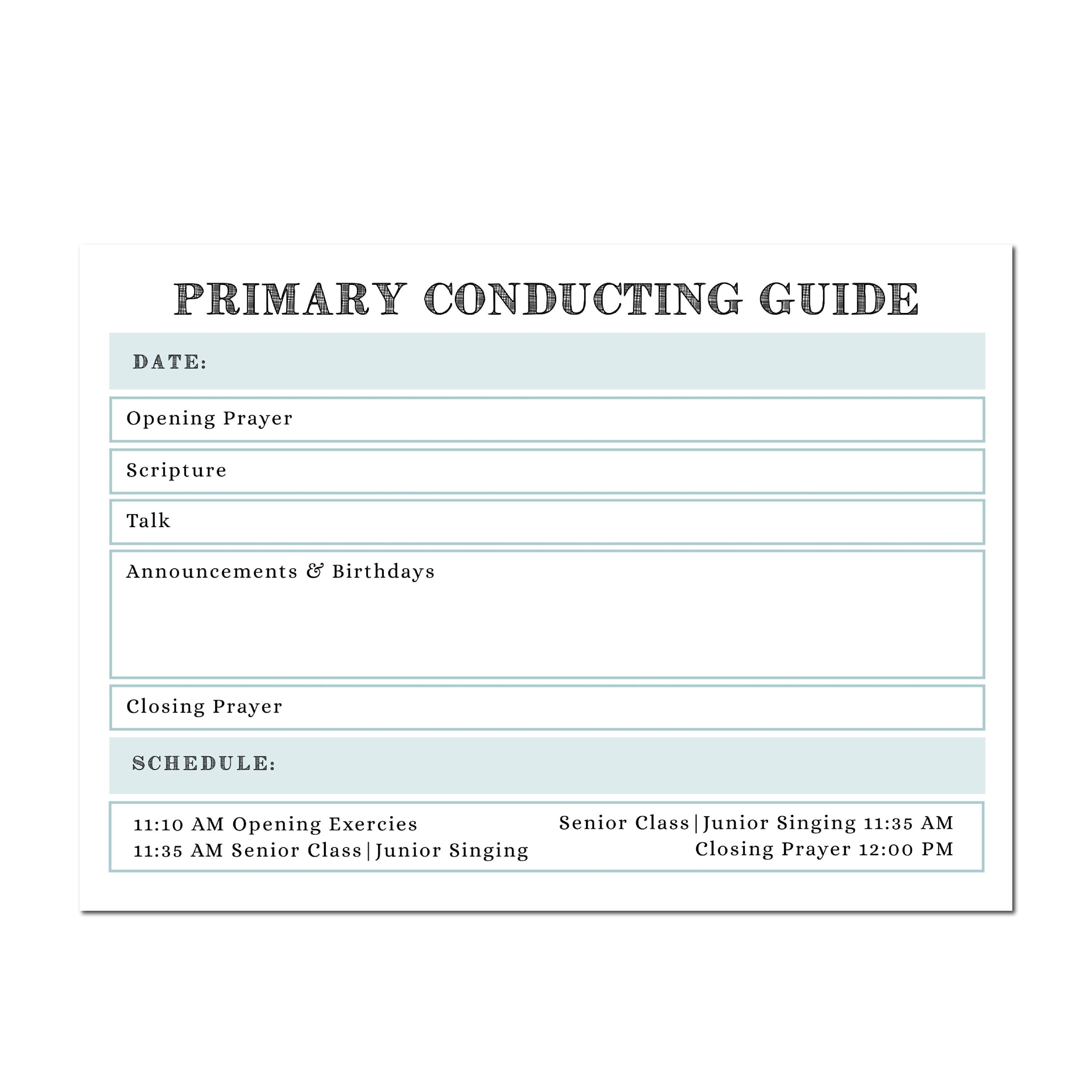 Primary Conducting Sheet Template | LDS Editable Conducting Sheet ...