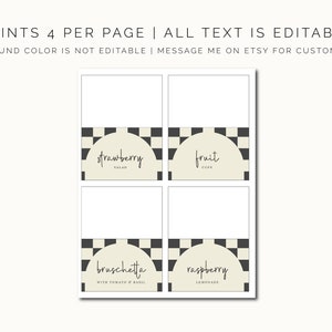 Editable Checkerboard Food Labels | Baby Shower Food Cards | Tent Card ...