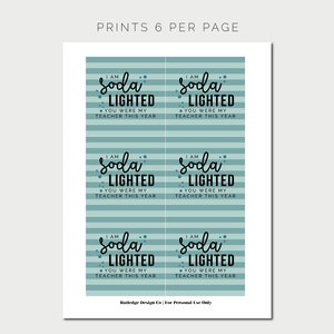 Soda Card Teacher Appreciation Tags, Staff Appreciation, Printable Gift ...