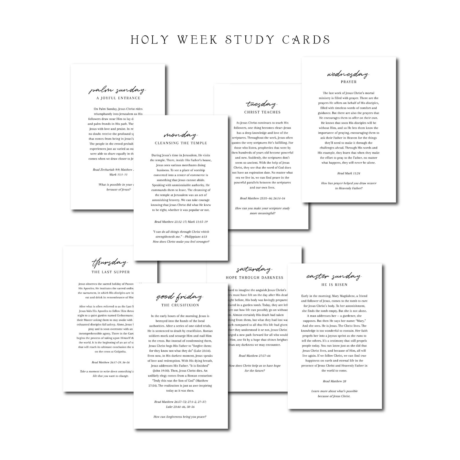 Holy Week Study Cards LDS Printable Easter Story LDS Easter Advent ...