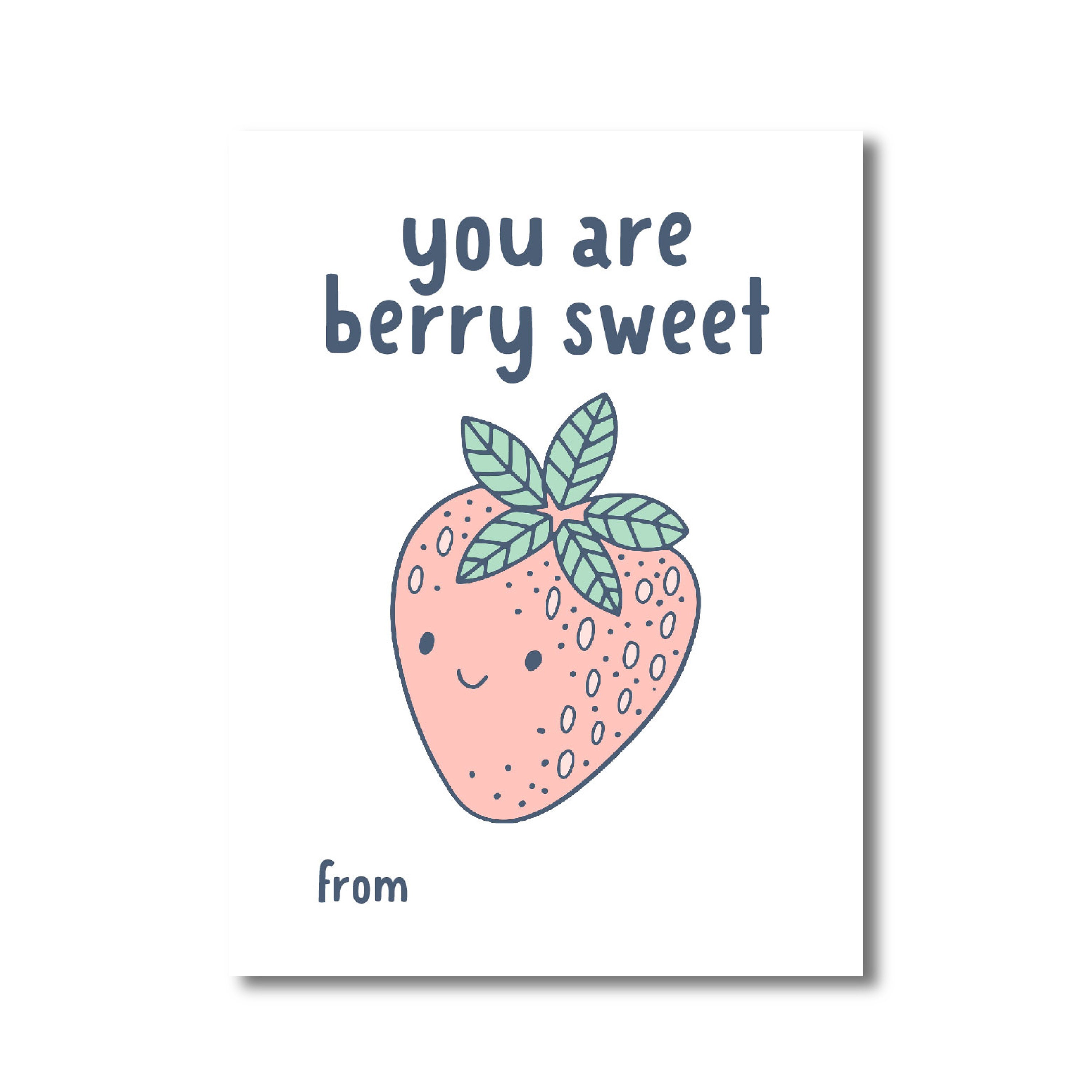 Printable Valentine Card, Strawberry Valentine Card, Printable ...