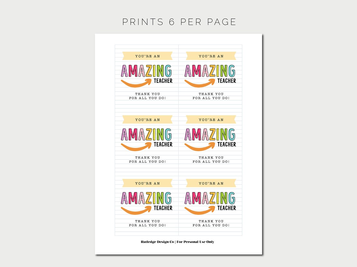 Amazon Gift Card Teacher Appreciation Tags Staff - Etsy