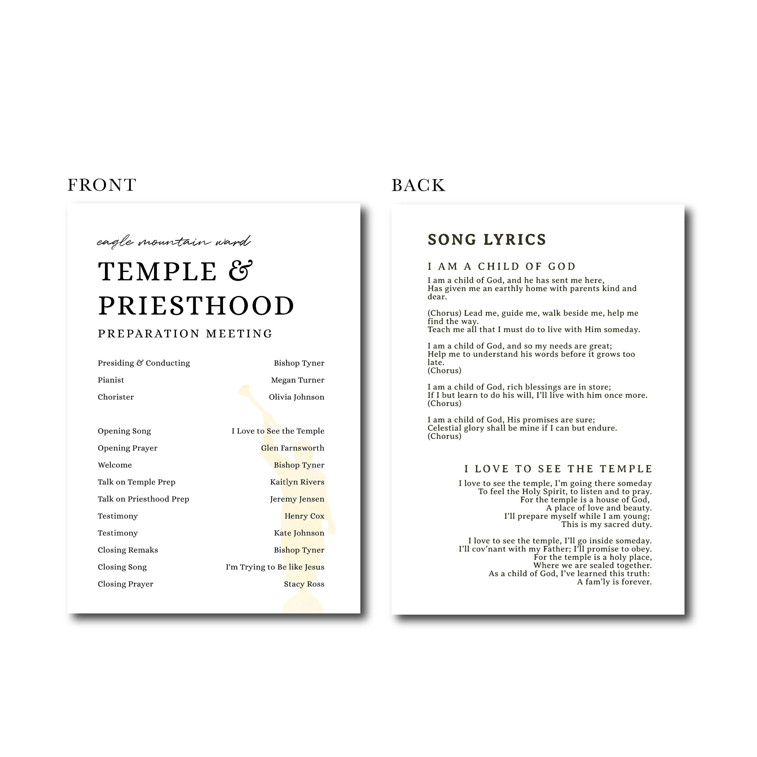 Temple and Priesthood Preview Program | LDS Temple & Priesthood Preview | Editable Template: 5X7 ...