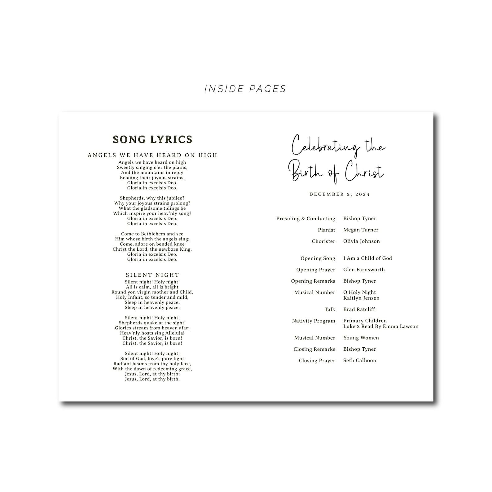 Christmas Program Template LDS Christmas Sacrament Meeting Program ...