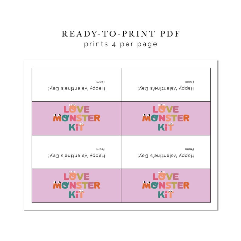 Printable Make Your Own Love Monster Bag Topper, Class Valentine's Day ...