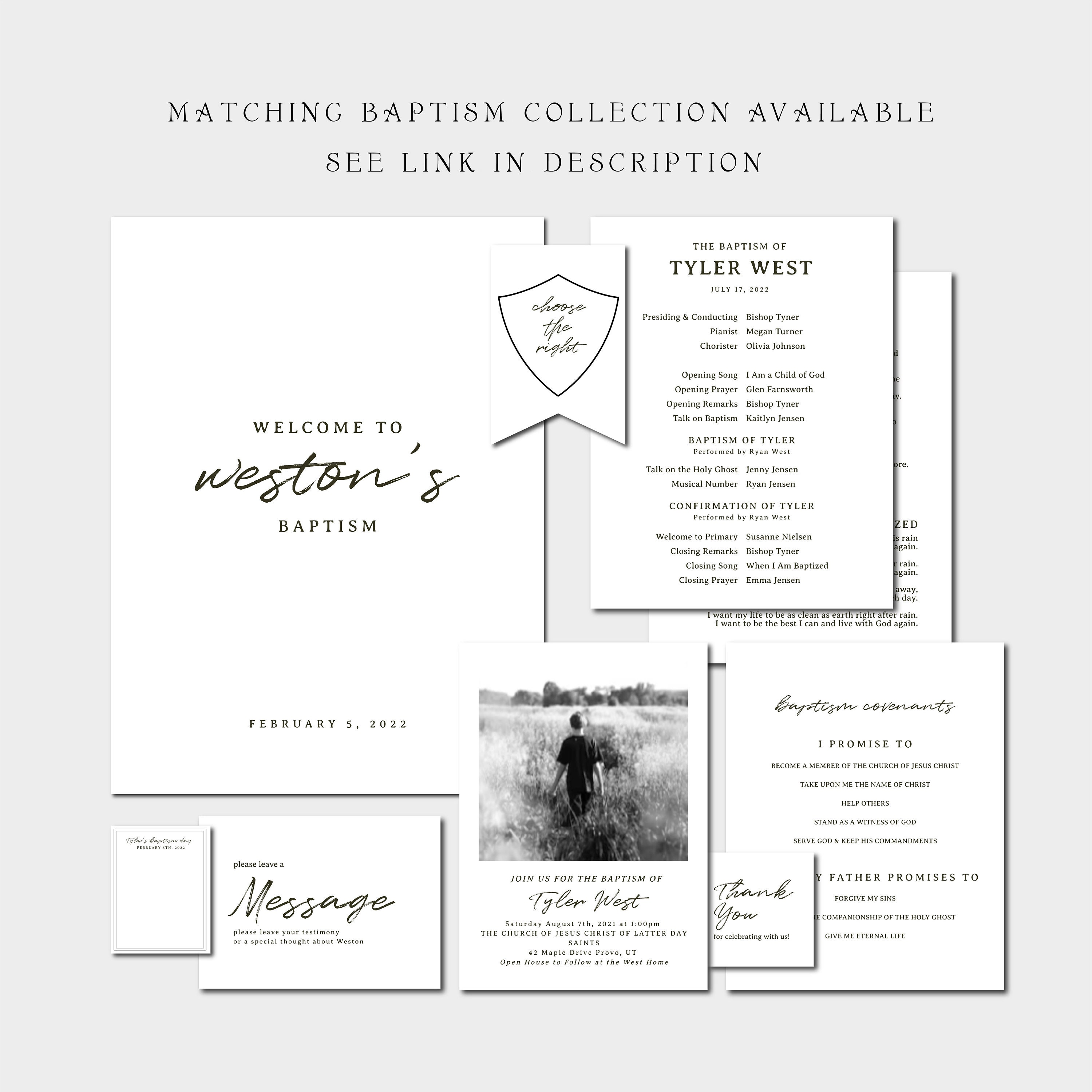 LDS Baptism Message Card Template | Simple Modern Message Sign Baptism ...