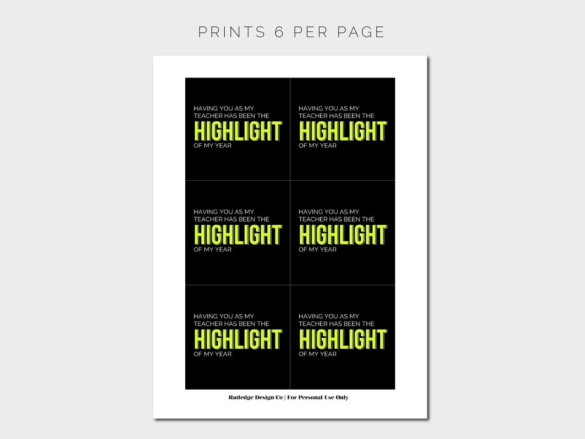 Highlighter Teacher Appreciation Tags Staff Appreciation - Etsy