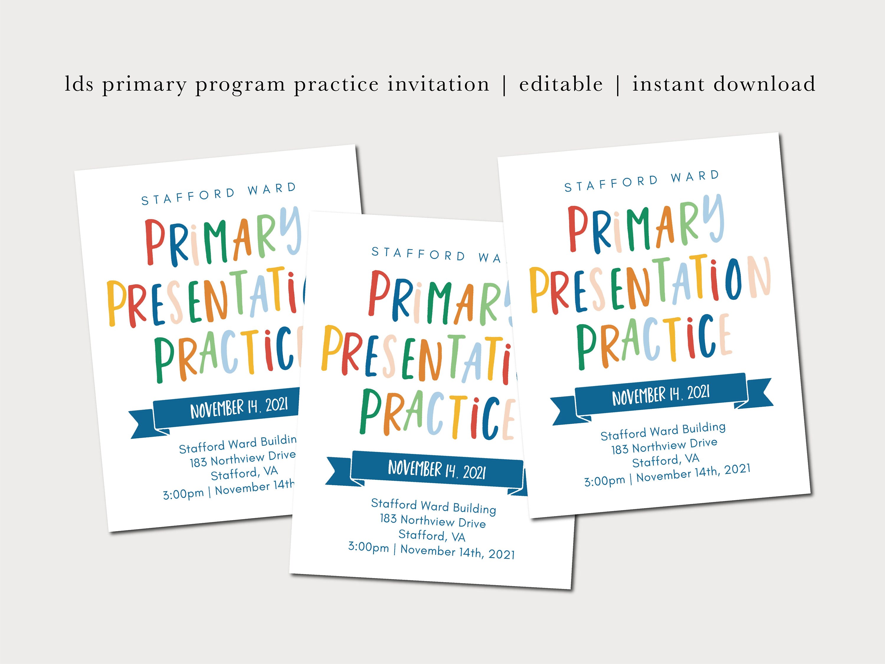Primary Program Practice Invitation | LDS Primary Presentation ...
