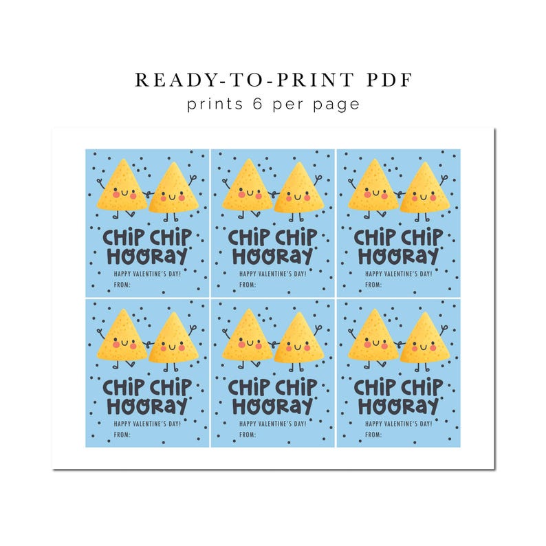 Chips Valentine Tag Printable | Friend Chip Chip Hooray | Kids Class ...