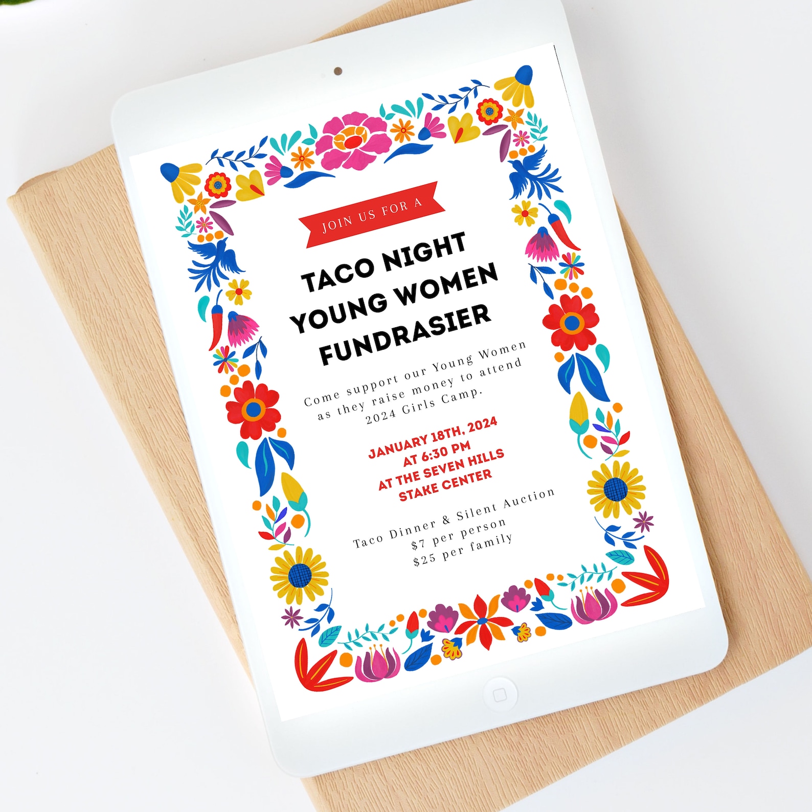 Taco Dinner Fundraiser Flyer | Taco Fiesta Invitation Fundraiser ...