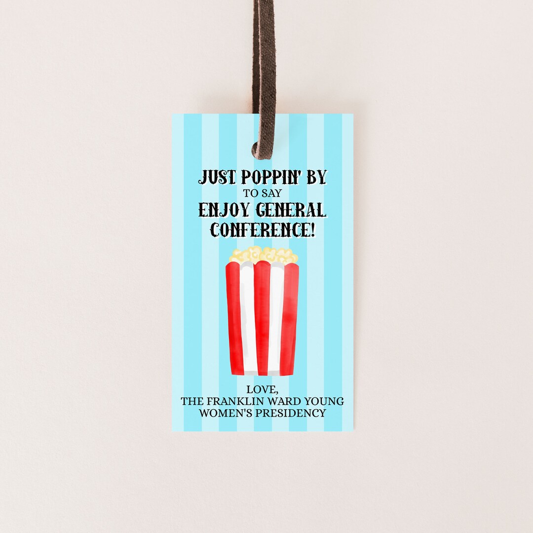 Popcorn General Conference Tag, General Conference Printable, General ...