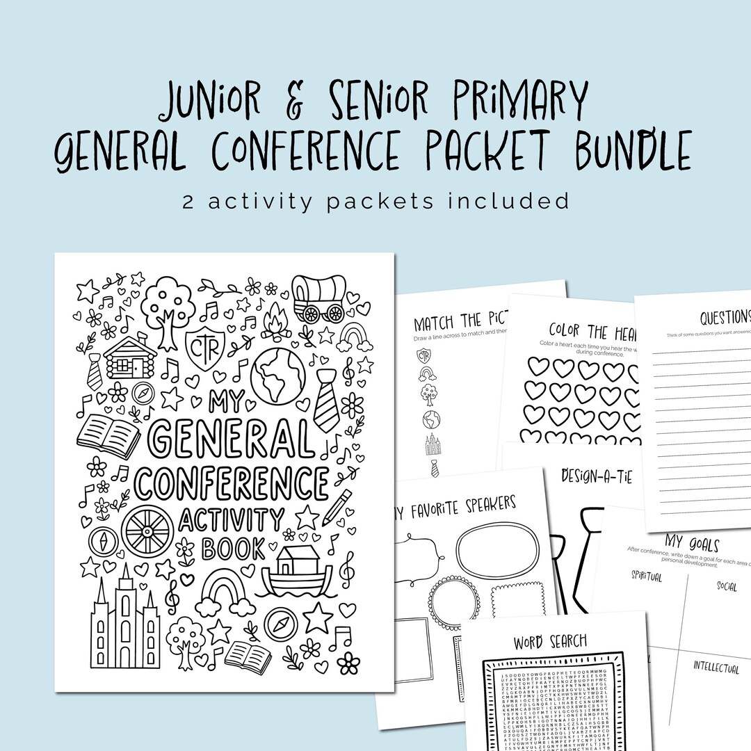 Lds General Conference Activity Packets Kids, Senior and Junior Primary ...