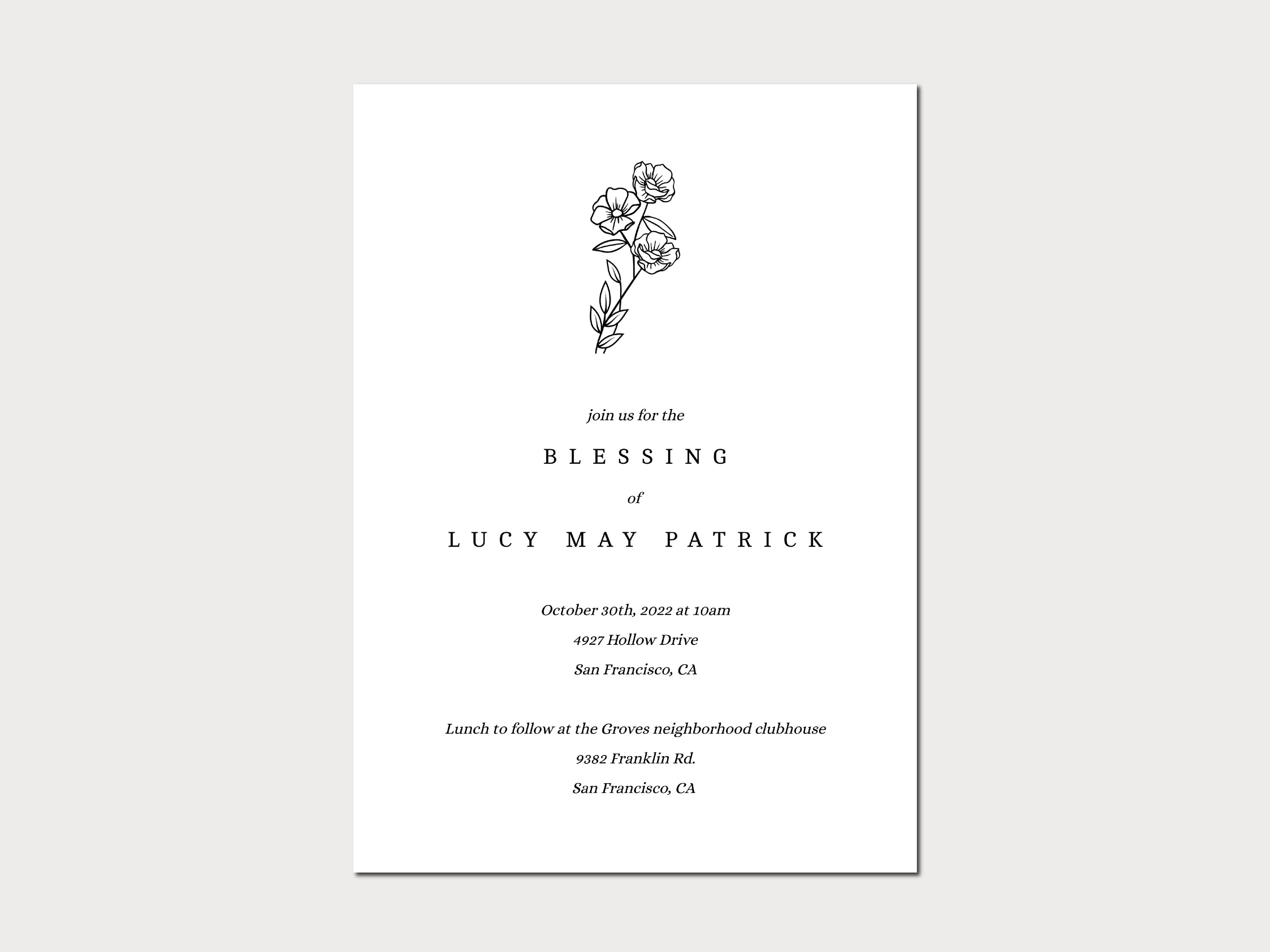 LDS Baby Blessing Invitation Template | Blessing Ceremony Invitation ...