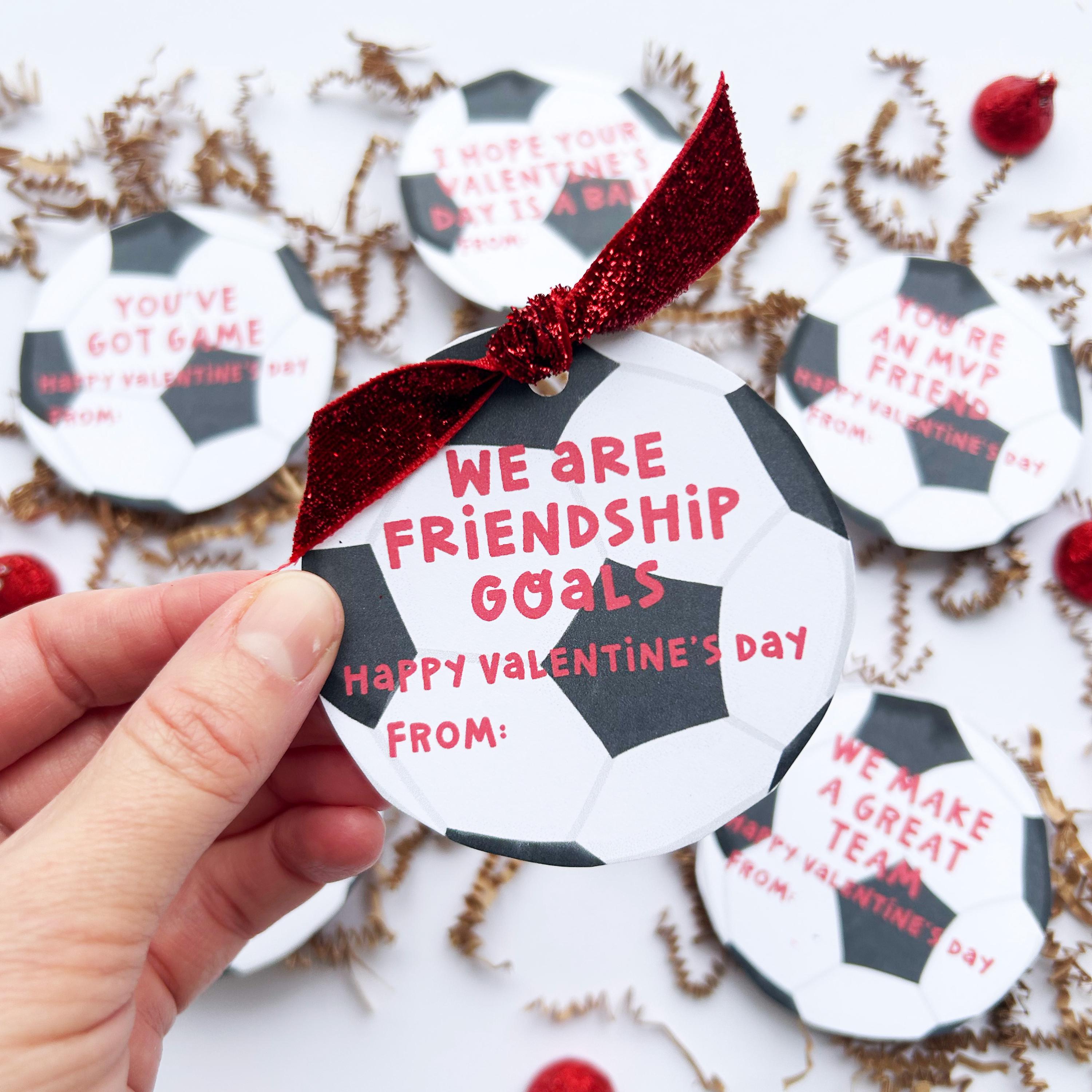 Soccer Ball Class Valentine's Day Tags | Sports Printable Gift Tag - Etsy