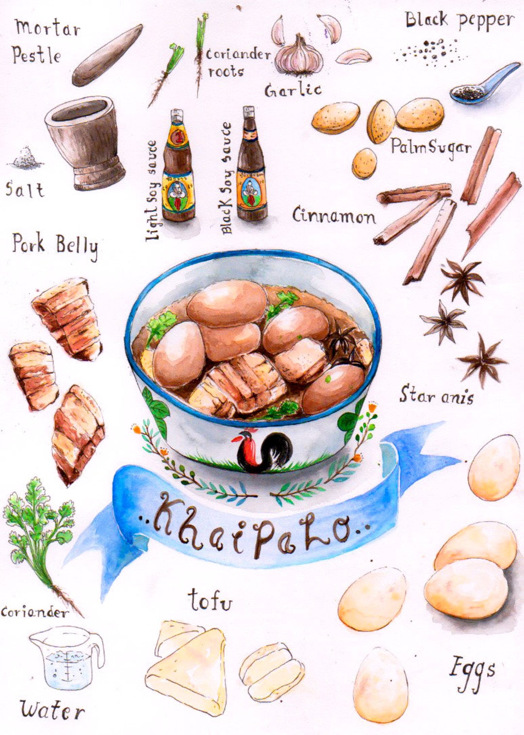 Khai Palo | Thai Food Illustrated Poster - Etsy