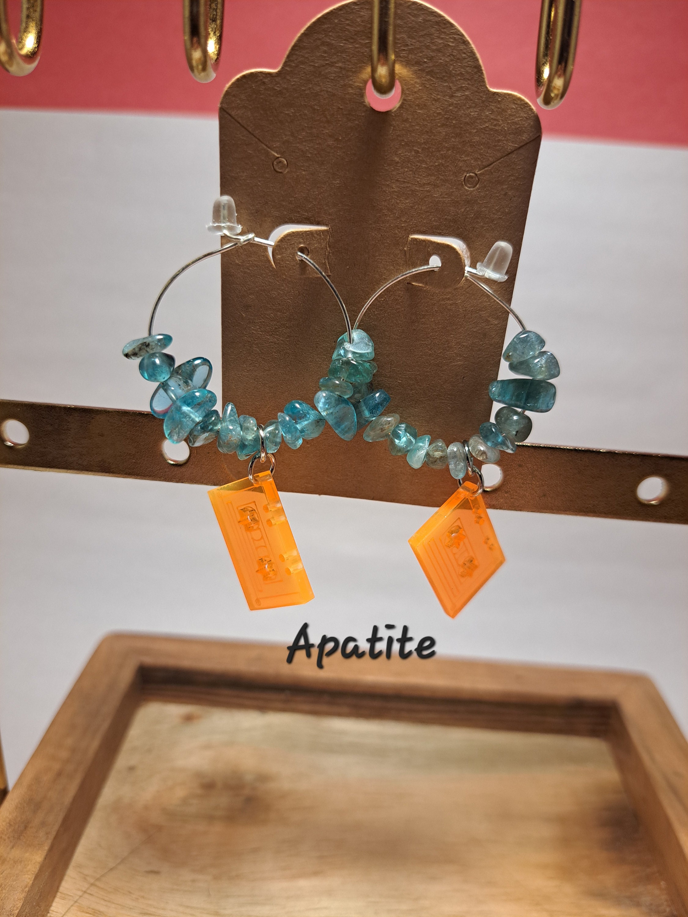 Neon Acrylic Retro Cassette Tape With Crystal Chip Hoop Earrings ...