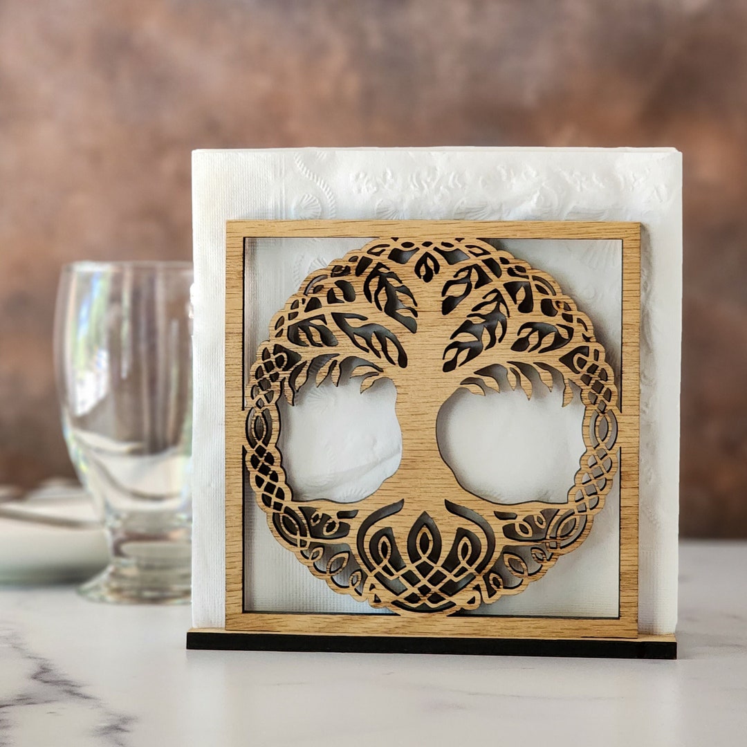 Tree of Life Napkin Holder, Rustic Wood Farmhouse Decor for Table ...