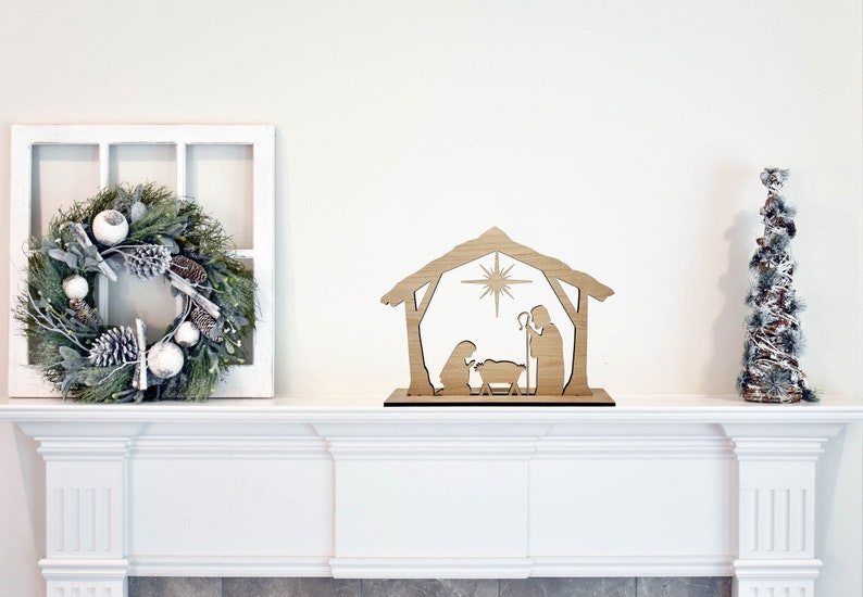 Wood Nativity Scene Rustic Laser Cut Maple Wood Nativity - Etsy