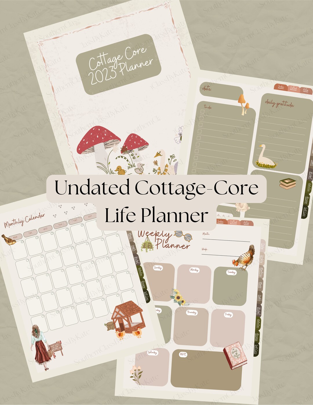 Undated Cottage-core Planner - Etsy