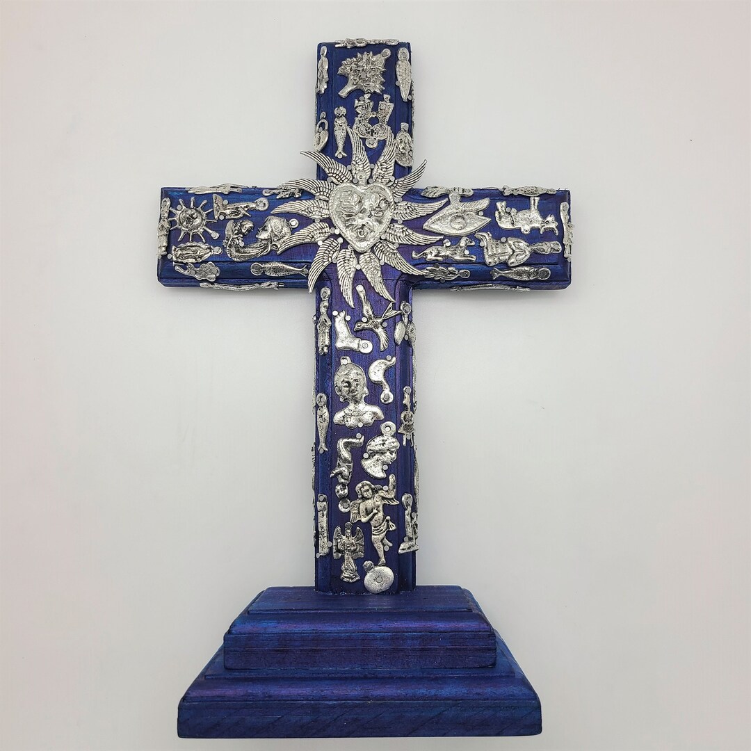 Wood Milagros Cross on Stand - Etsy