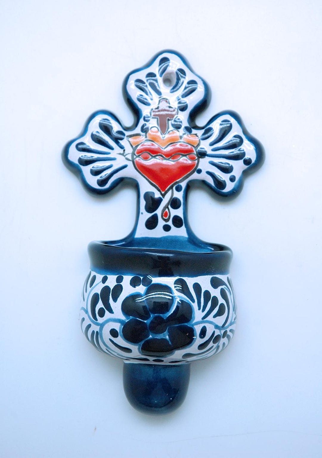 Talavera Holy Water Font W/ Sacred Heart - Etsy
