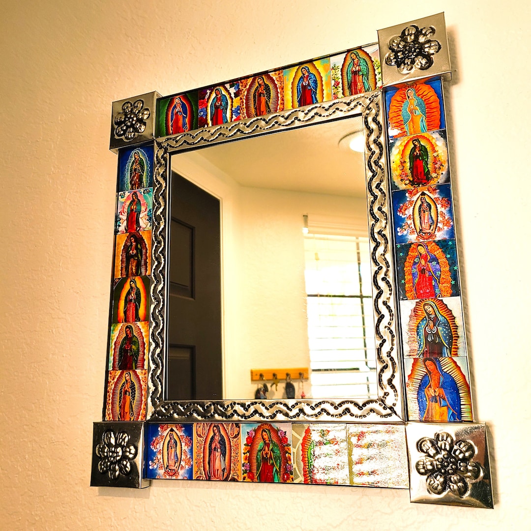 Guadalupe Mexican Folk Art Mirror, 15"x17" - Etsy