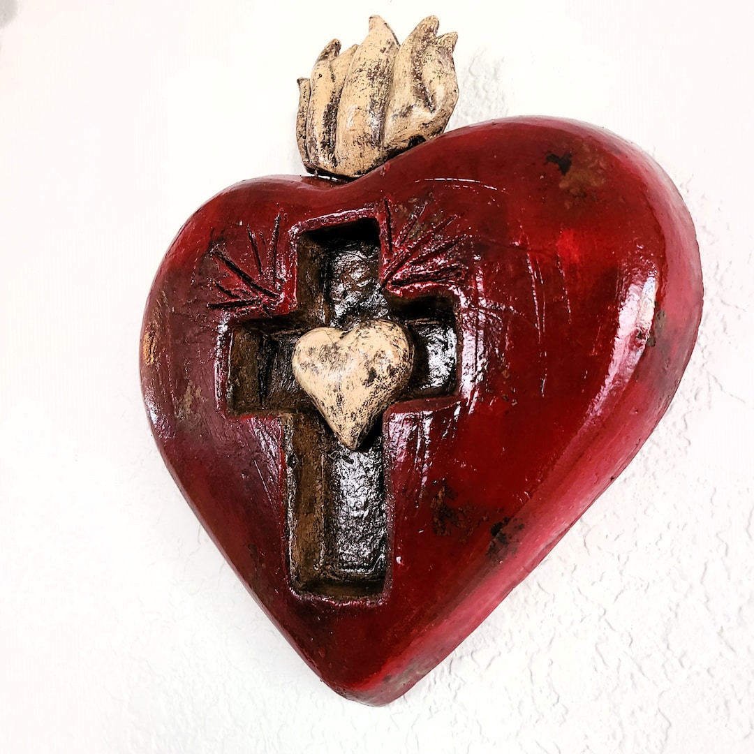 Handmade Clay Cross Heart - Etsy