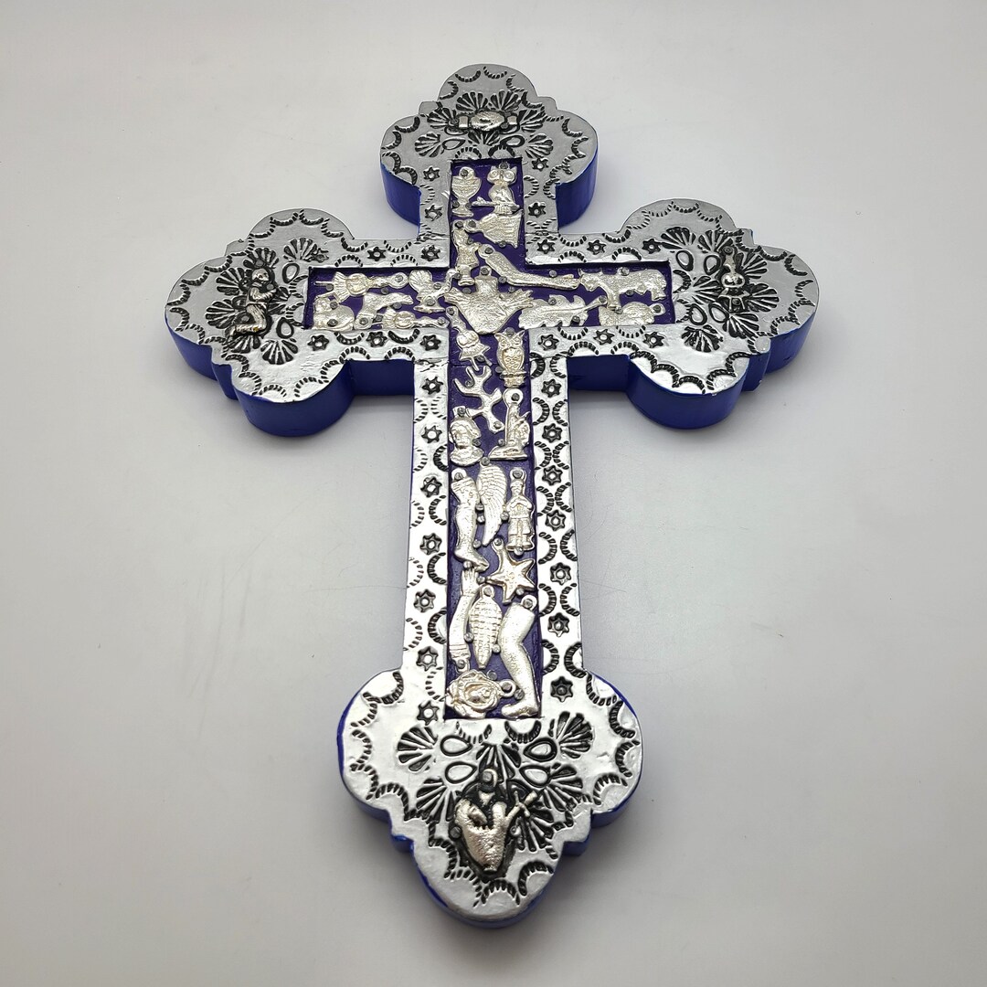 Punched Tin Milagro Cross Mexican Folk Art - Etsy