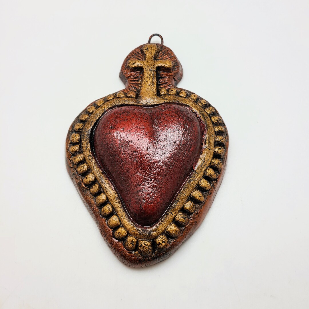 Handmade Clay Folk Art Heart - Etsy