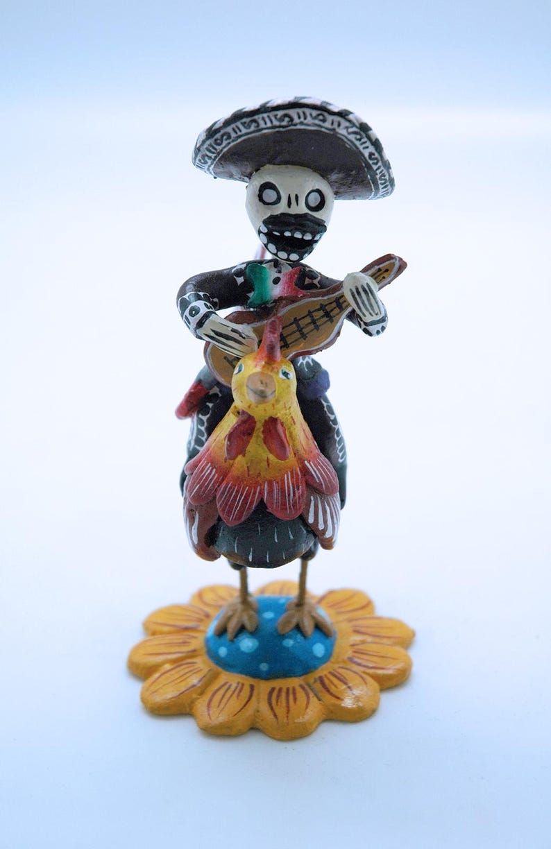 Handcrafted Clay Day of the Dead Mariachi Riding Rooster - Etsy