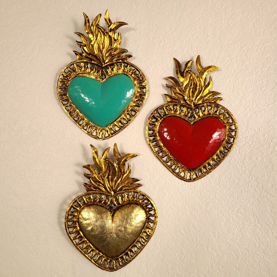 Tin Hearts W/ Flame - Etsy