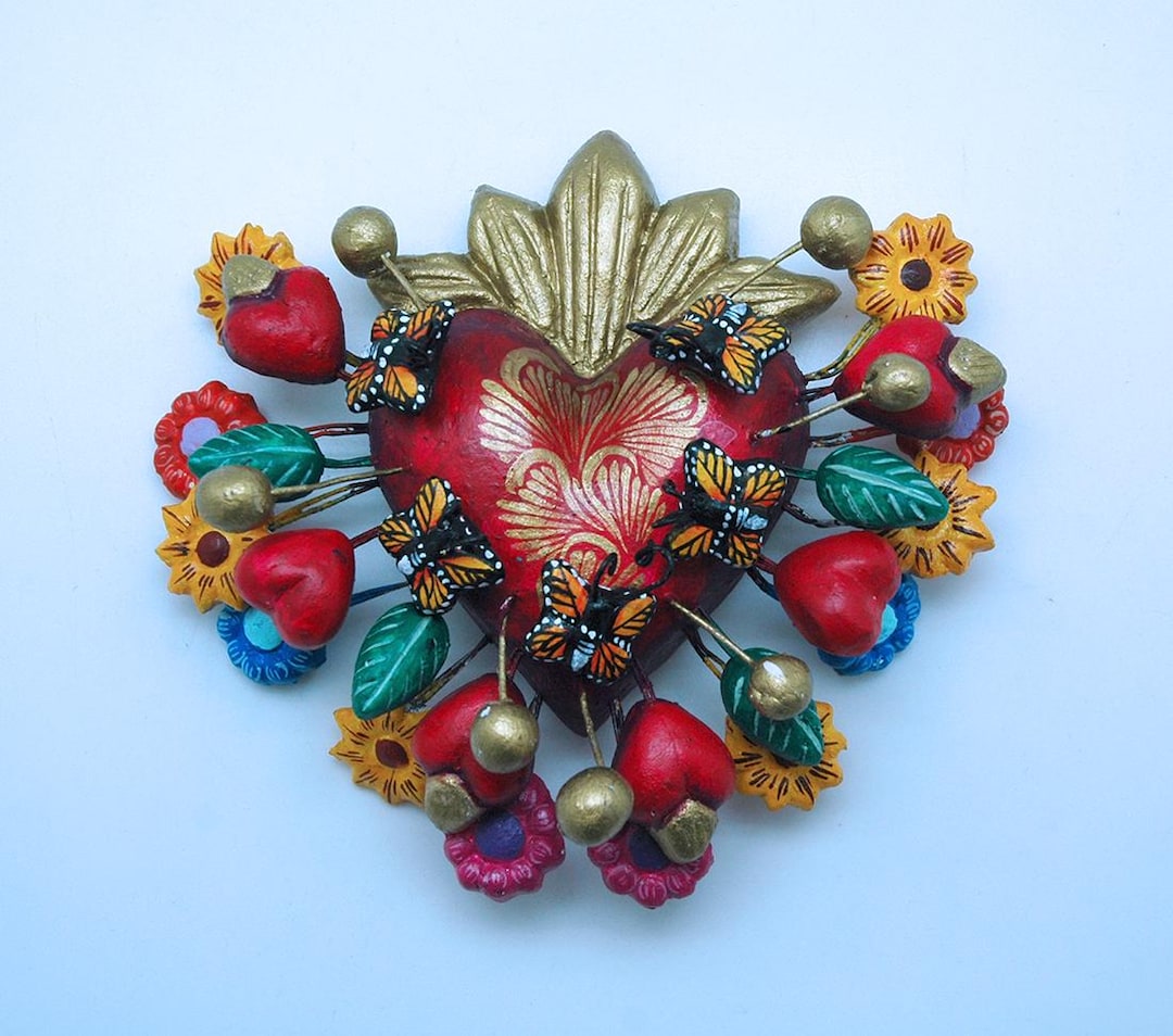 Handcrafted Heart W/ Flowers & Butterflies - Etsy