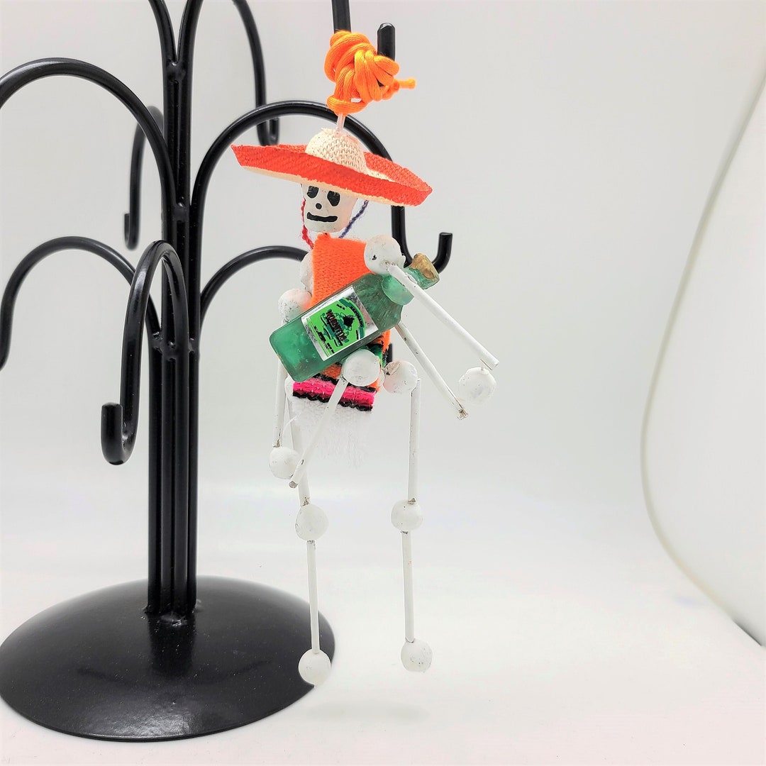 Skeleton in Poncho Holding Tequila Bottle Ornament - Etsy