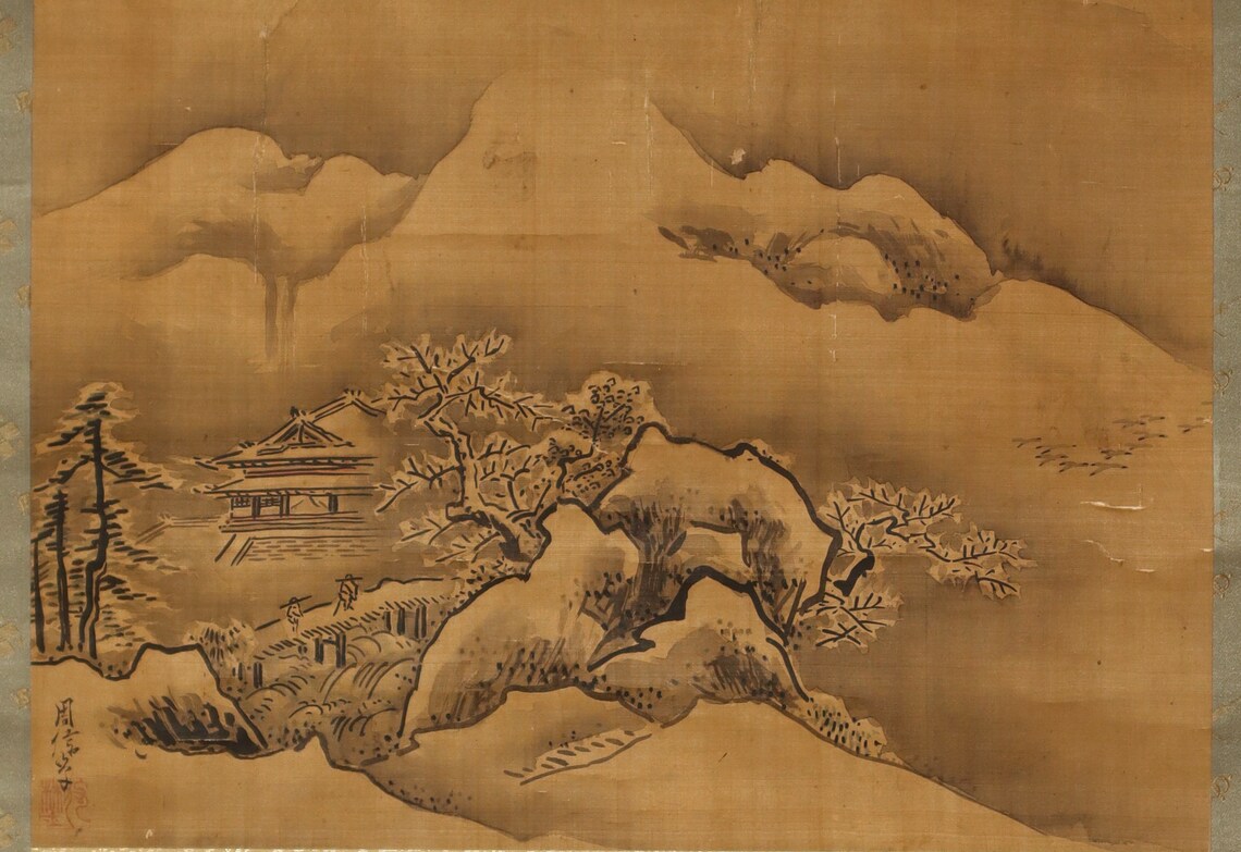 Snowy Landscape With Signature 'chikanobu Hitsu' 周信筆 Attributed to Kano ...