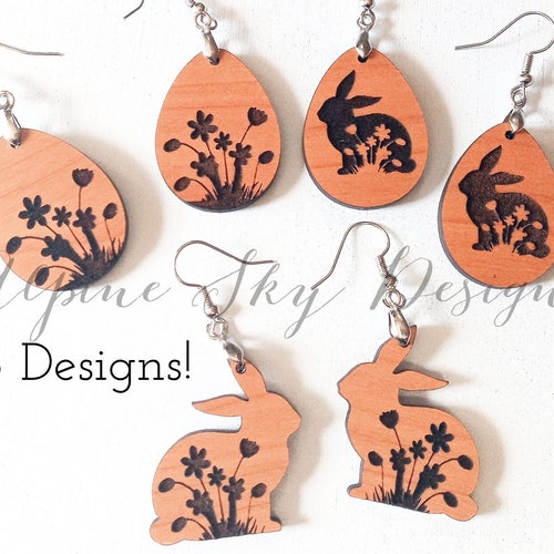 Bunny Earring SVG Easter Earring SVG Bundle Glowforge - Etsy