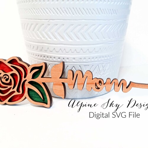 Mom Rose SVG Mothers Day SVG Glowforge Rose SVG Files - Etsy