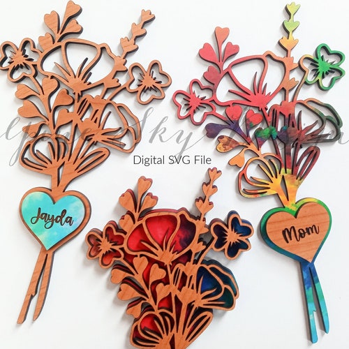 Customizable Floral SVG File Glowforge Flower Bouquet SVG - Etsy